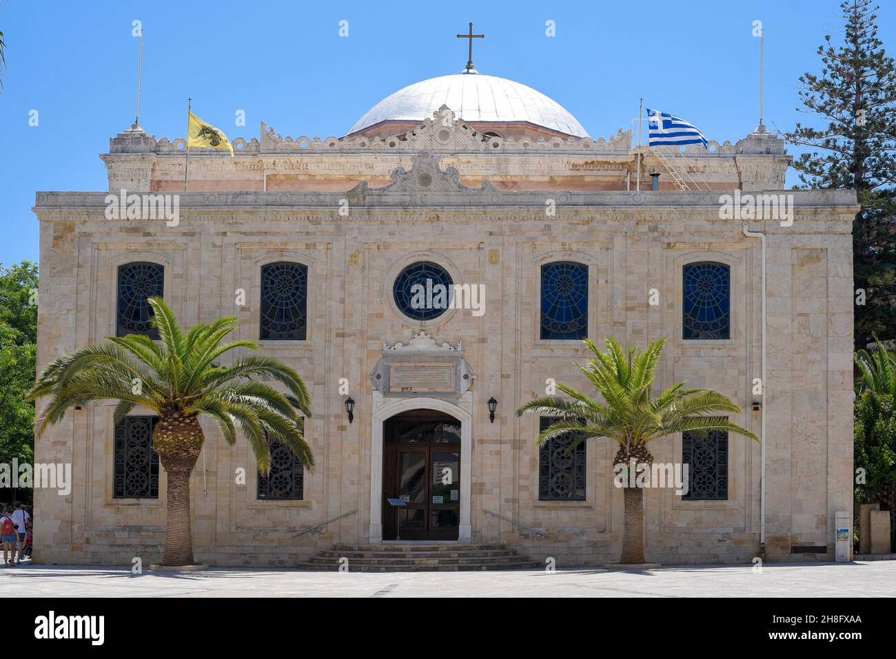 External view of the church of Saint Titus against a clear blue sky in ...