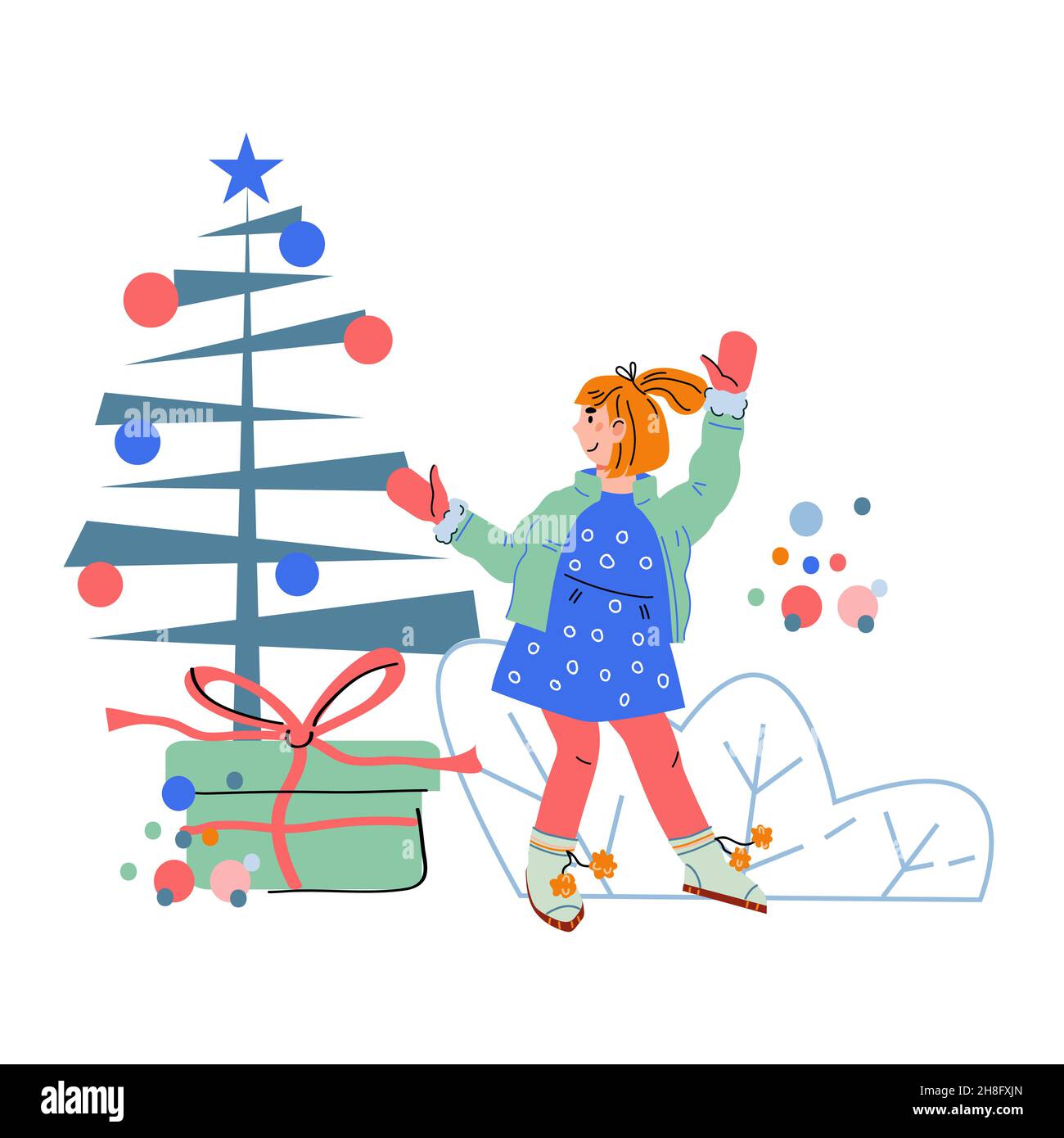 Child getting present christmas Stock Vector Images - Alamy