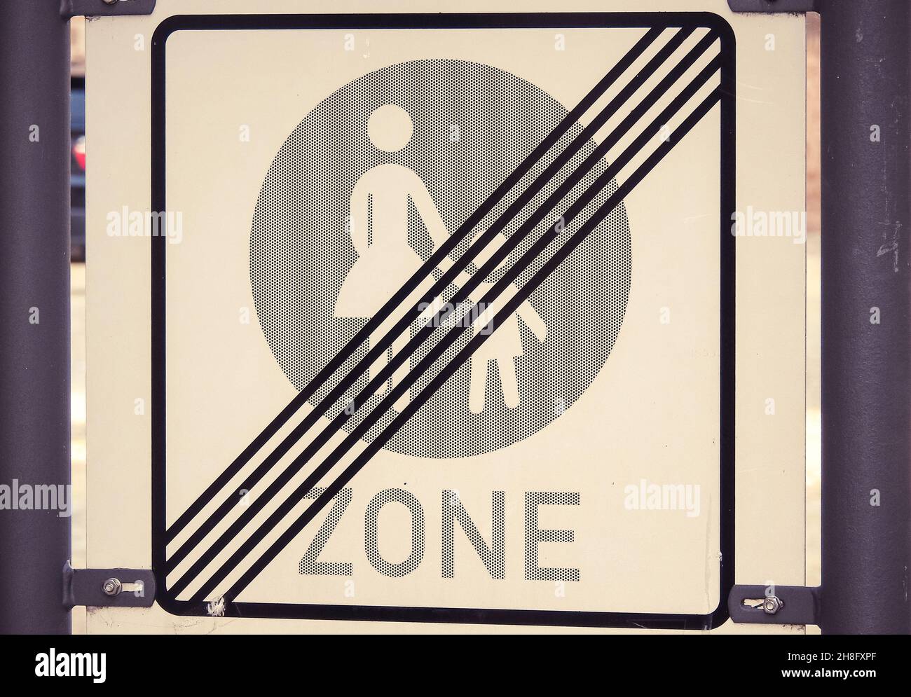 End of the pedestrian zone traffic sign Stock Photo - Alamy
