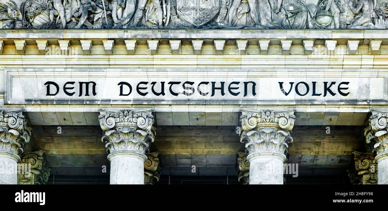 Berlin, Germany, May 6, 2020: Detail of the German inscription - to the ...