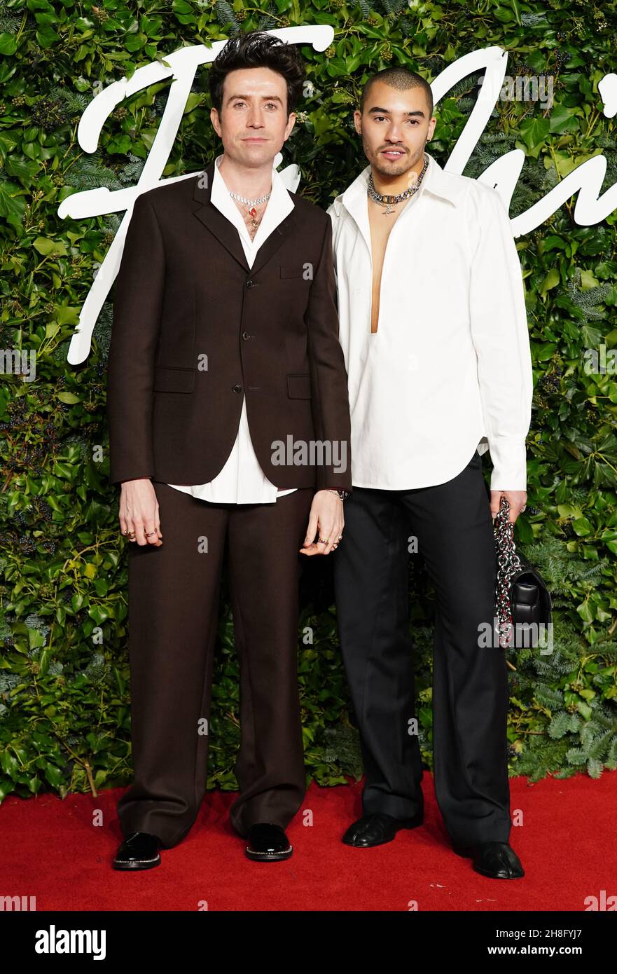 Nick Grimshaw (right) and Meshach Henry attending the Fashion Awards ...
