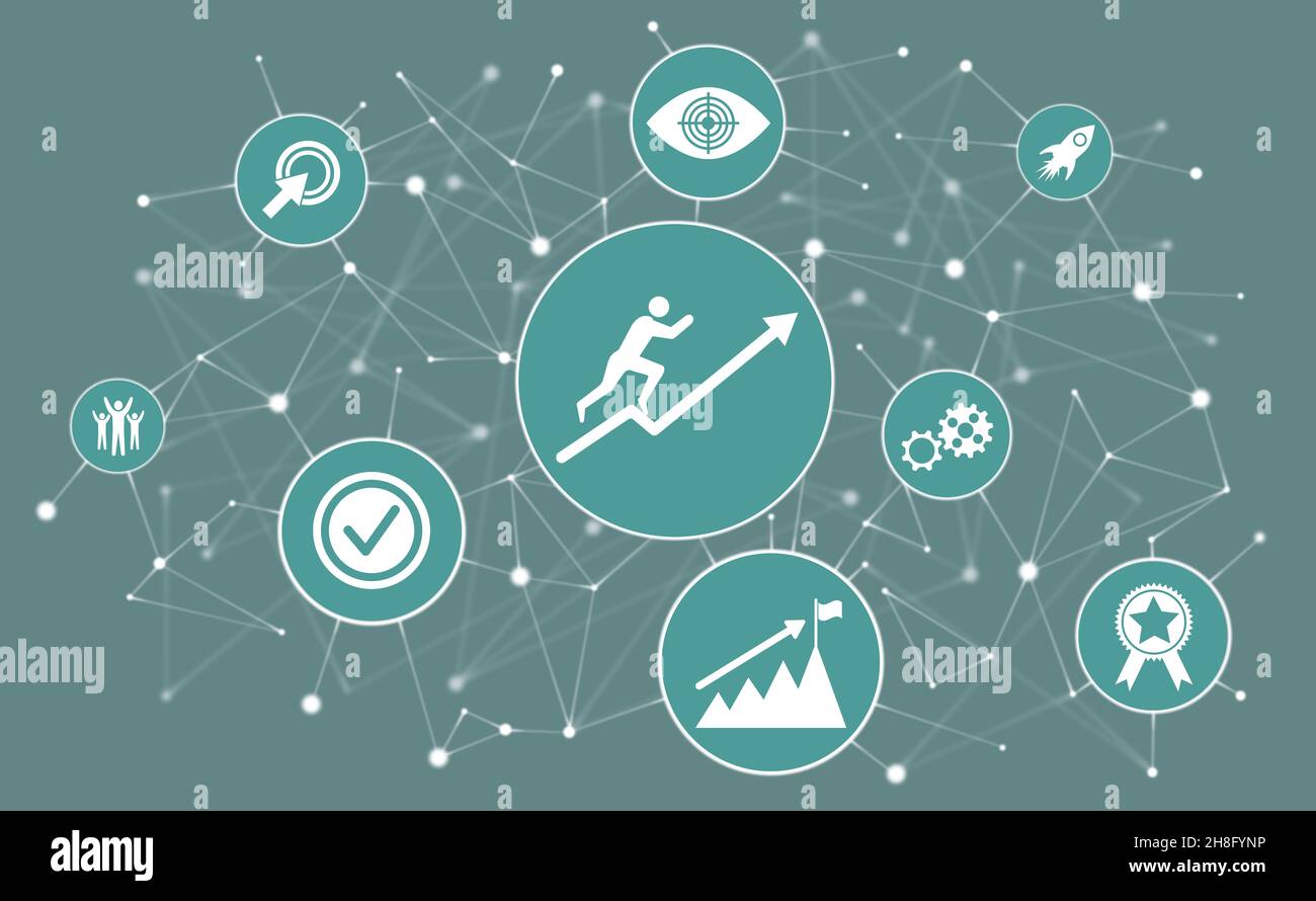 Concept of motivation with connected icons Stock Photo - Alamy