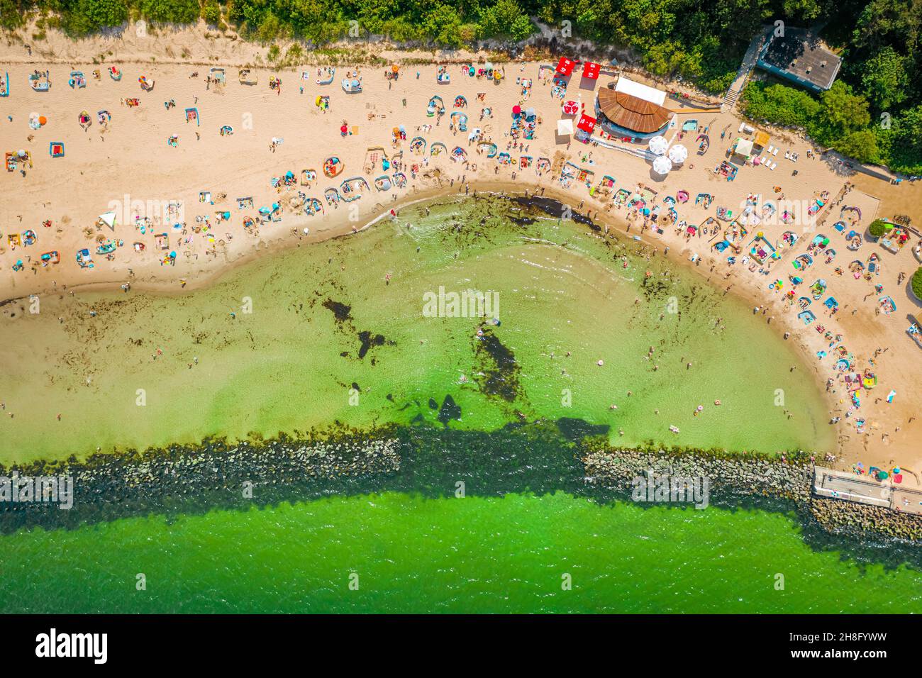 People on Darlowko beach by Baltic Sea. Tourism in Poland by sea ...