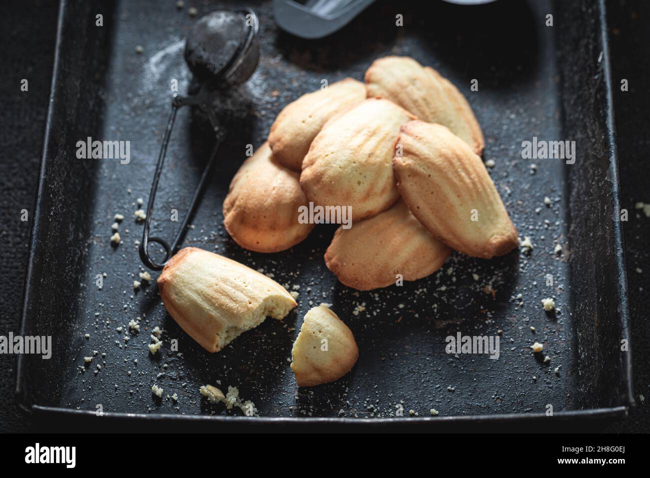 Traditionally Madeleine cookies made from basic ingredients. Small ...