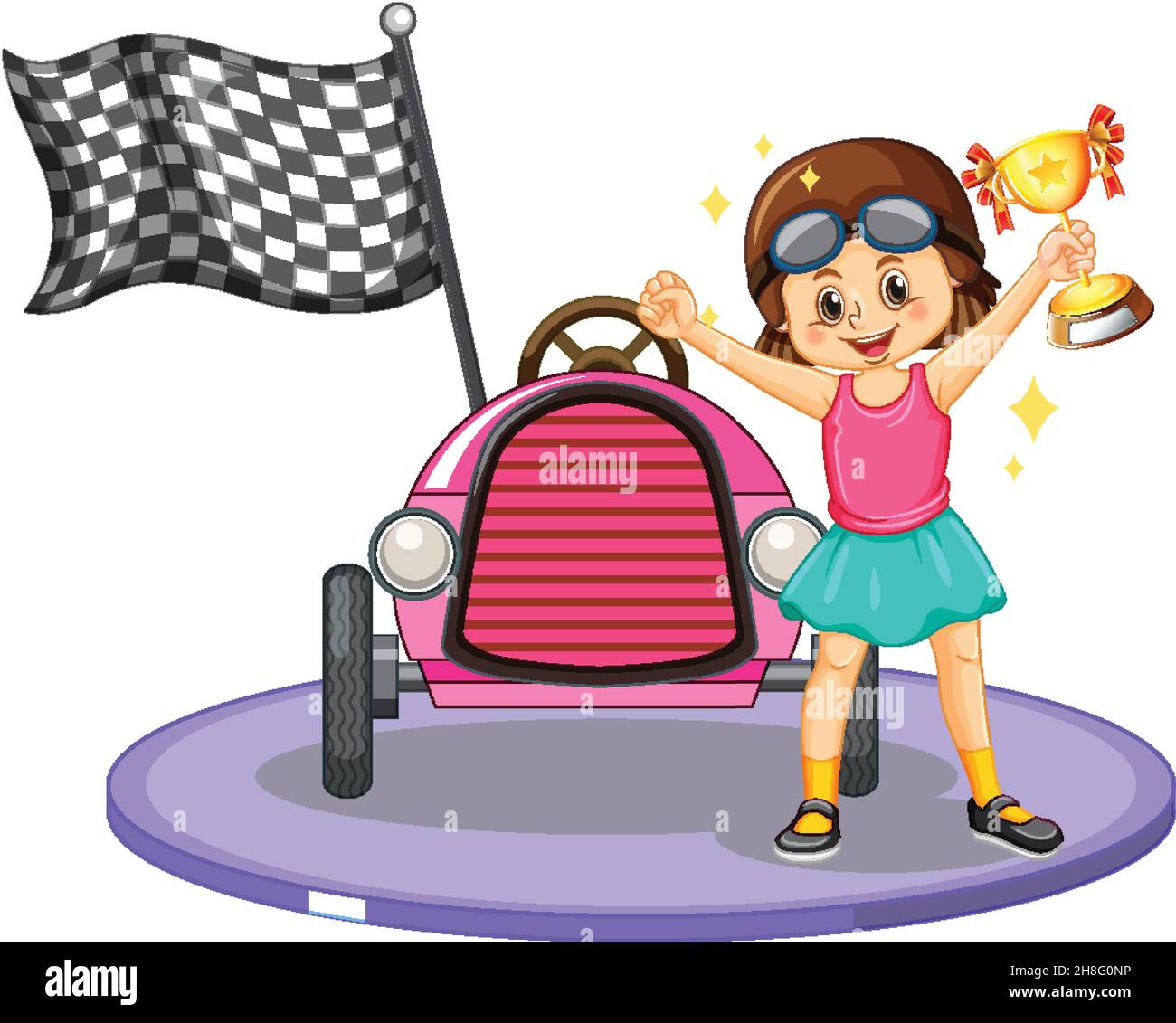 Cartoon race car driver woman Cut Out Stock Images & Pictures - Alamy