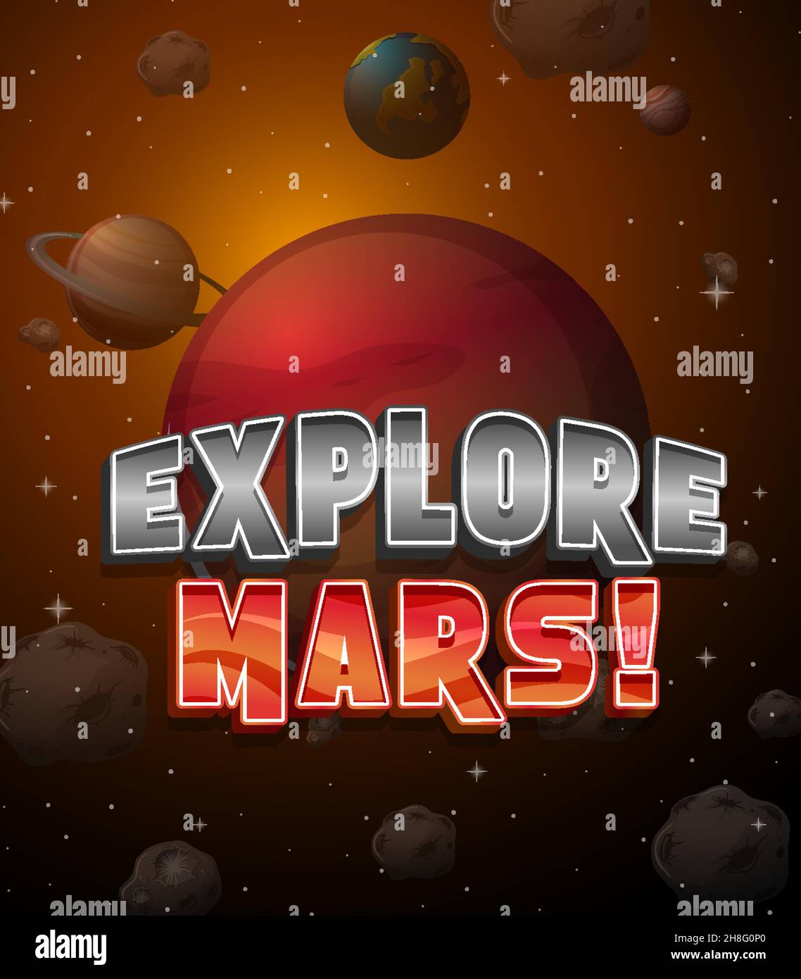 Explore Mars word logo poster illustration Stock Vector Image & Art - Alamy