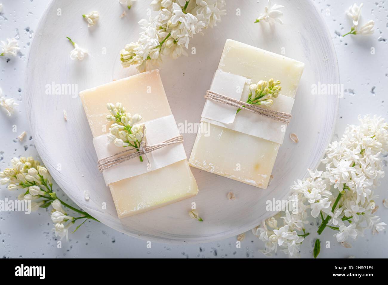 Ecological lilac soap made of flowers. Lilac scent soap. Handmade soap ...