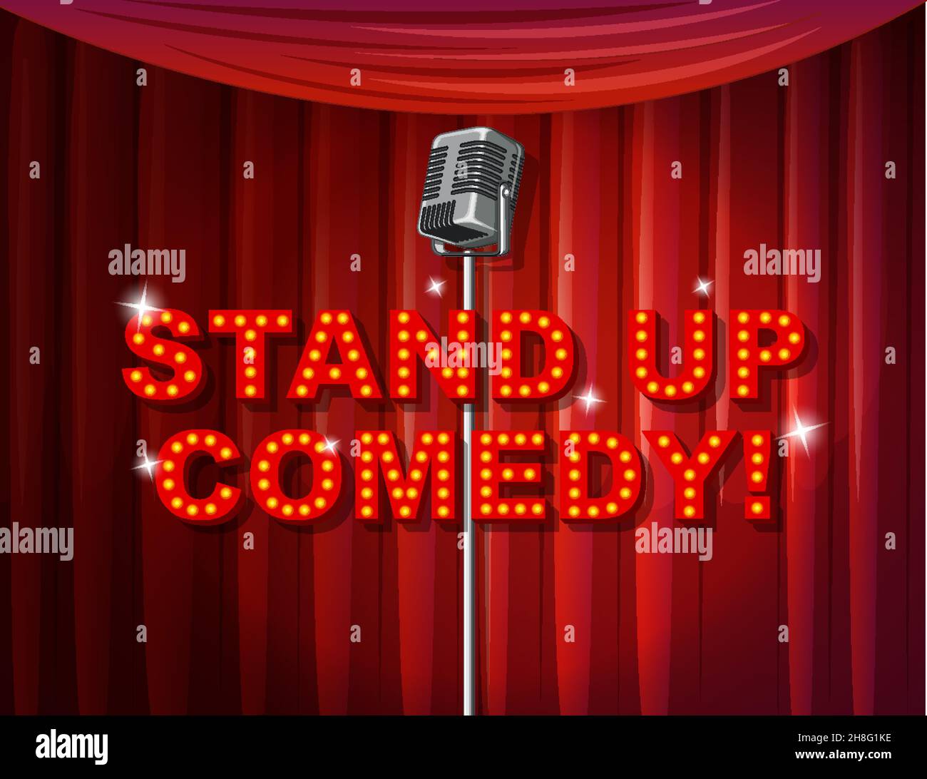 Stand up comedy banner with vintage microphone illustration Stock ...