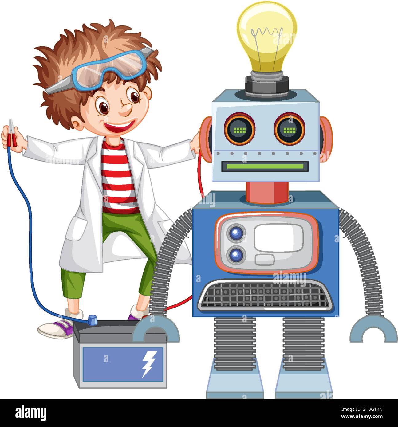Young boy fixing a robot illustration Stock Vector Image & Art - Alamy