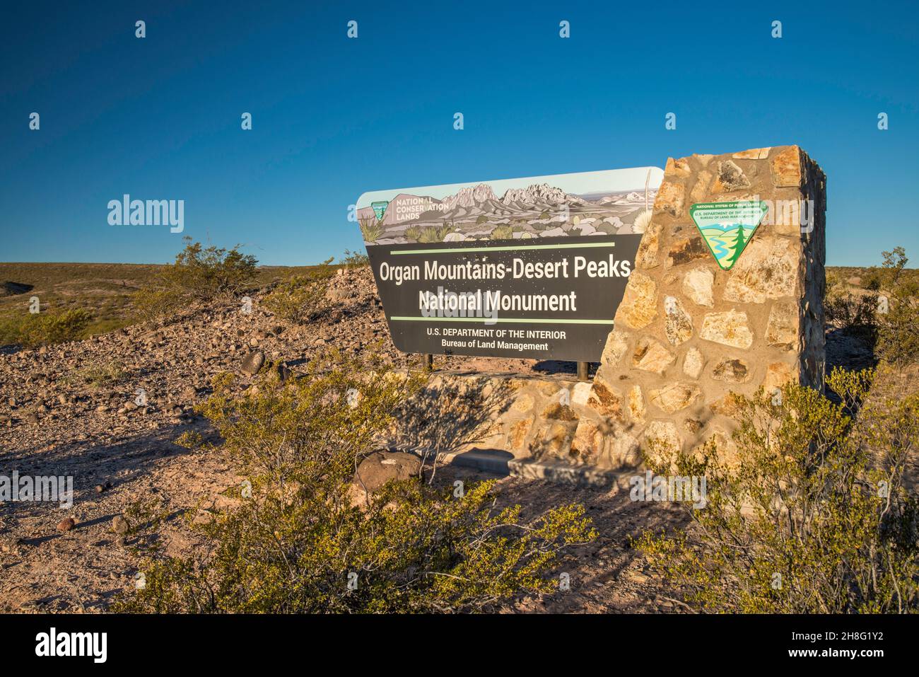 Stone sign on County Road E006 (Barksdale Road), Organ Mountains Desert ...