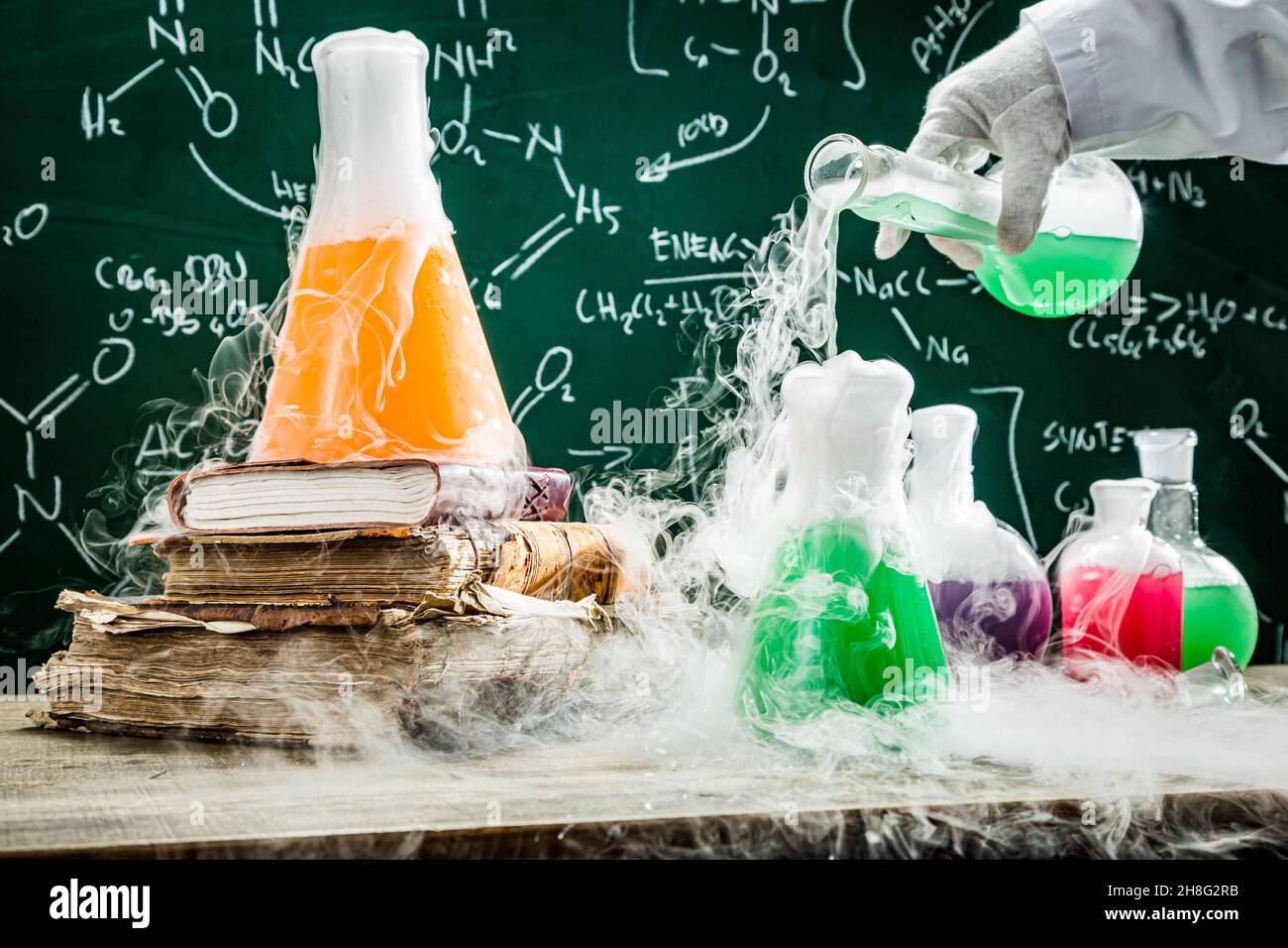 Checking the chemical formula in school laboratory. Practical chemistry ...