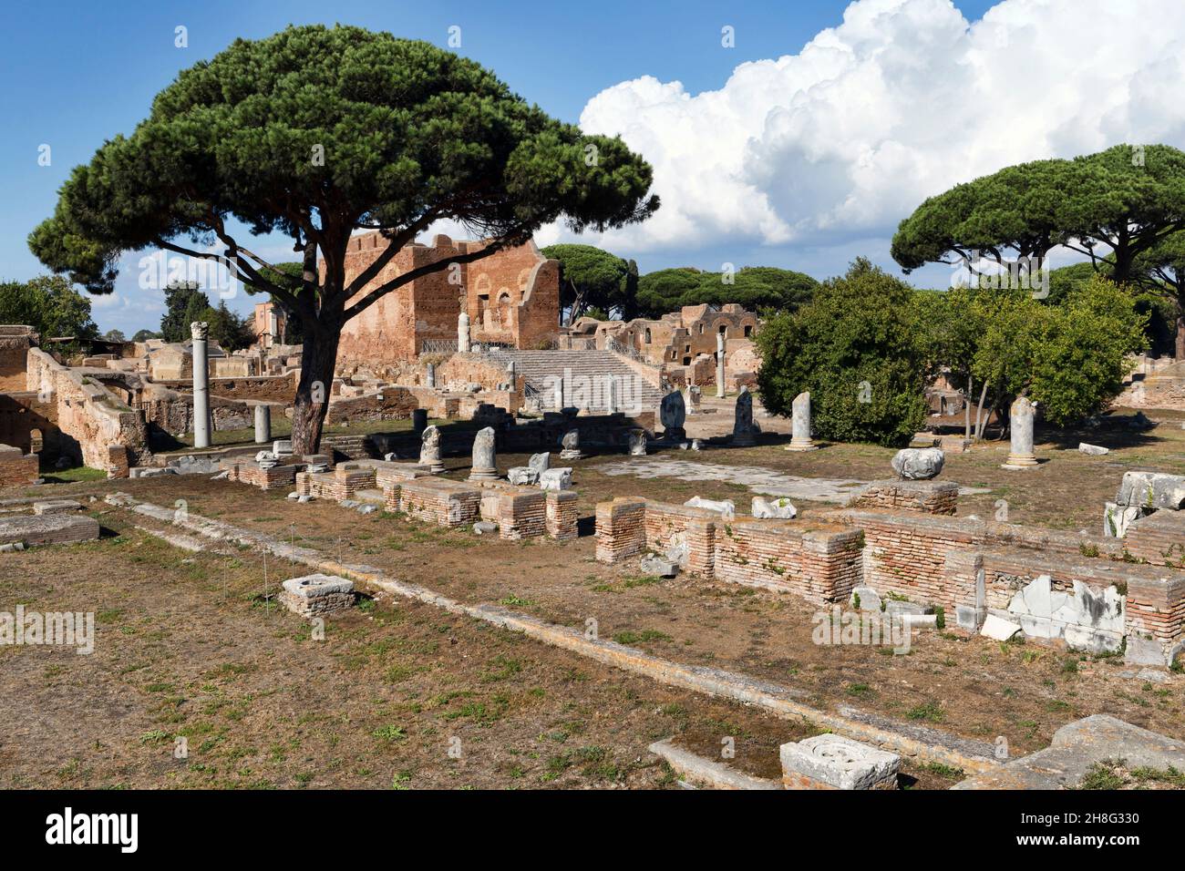 Historical Roman village street view at ancient roman ruins in Rome at ...