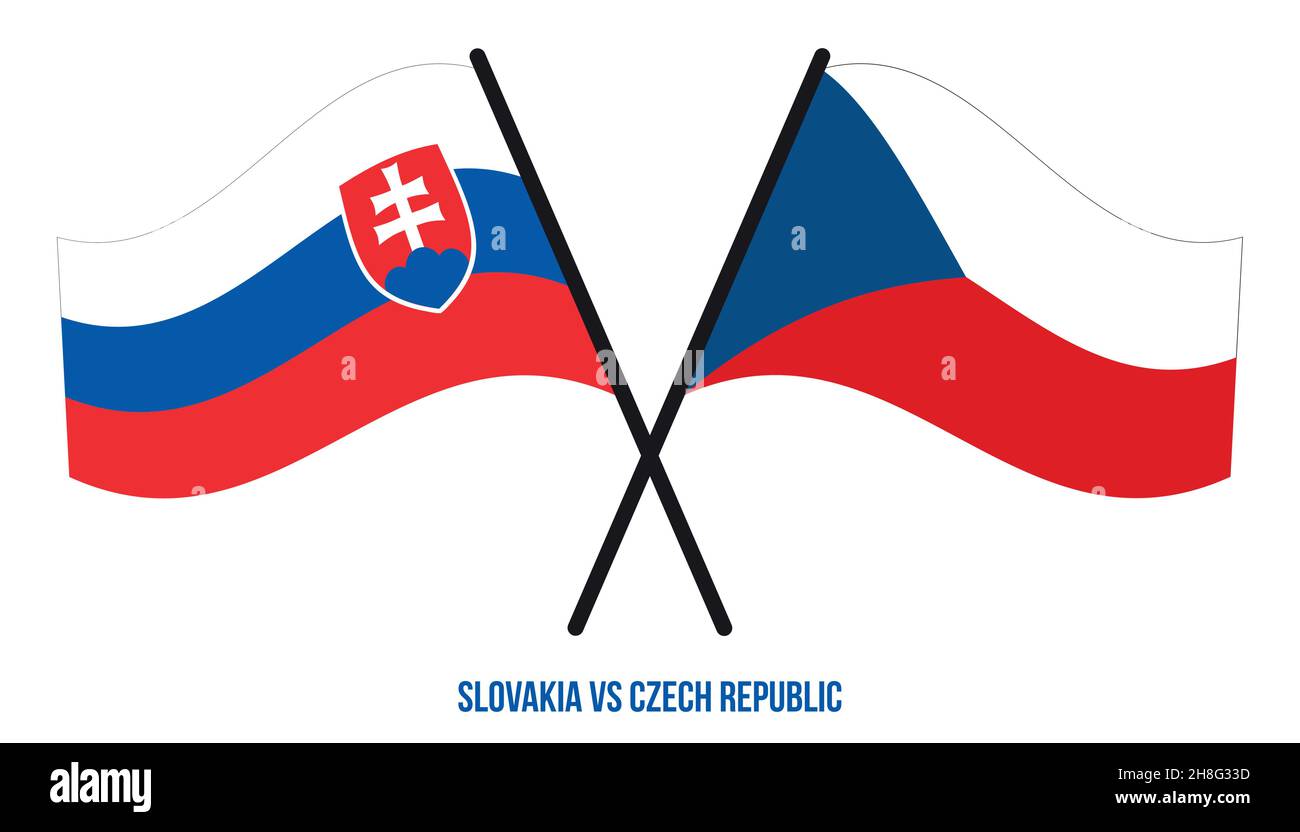 Slovakia and Czech Republic Flags Crossed And Waving Flat Style ...