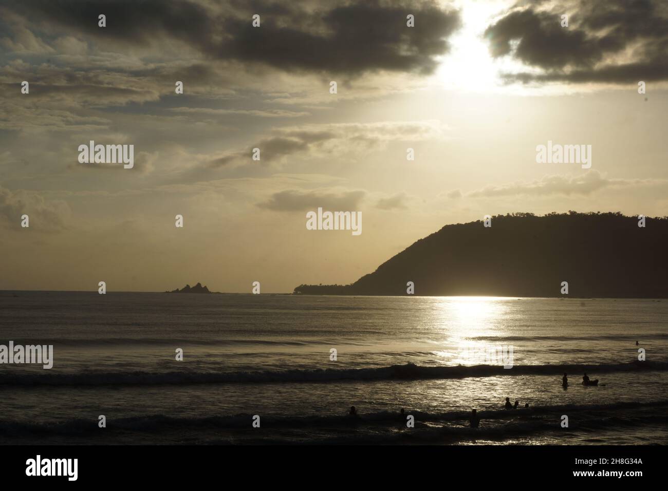 Aerial view of the Sabang Beach under a sunset sky Stock Photo - Alamy