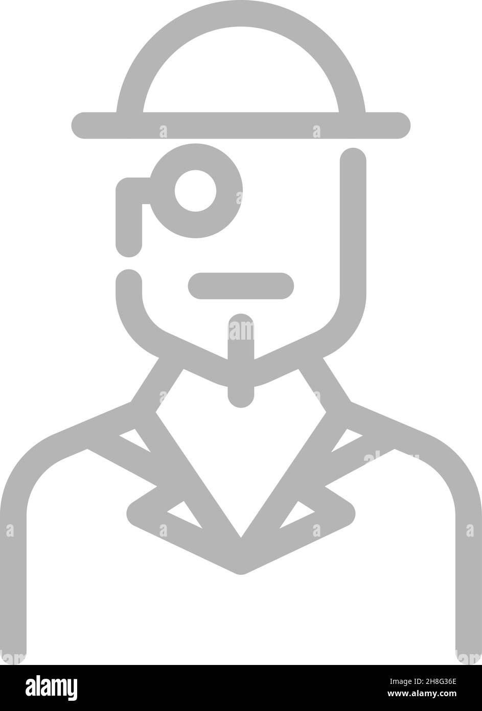 Man in bowler hat with monocle. Vintage gentleman icon. Hipster logo ...