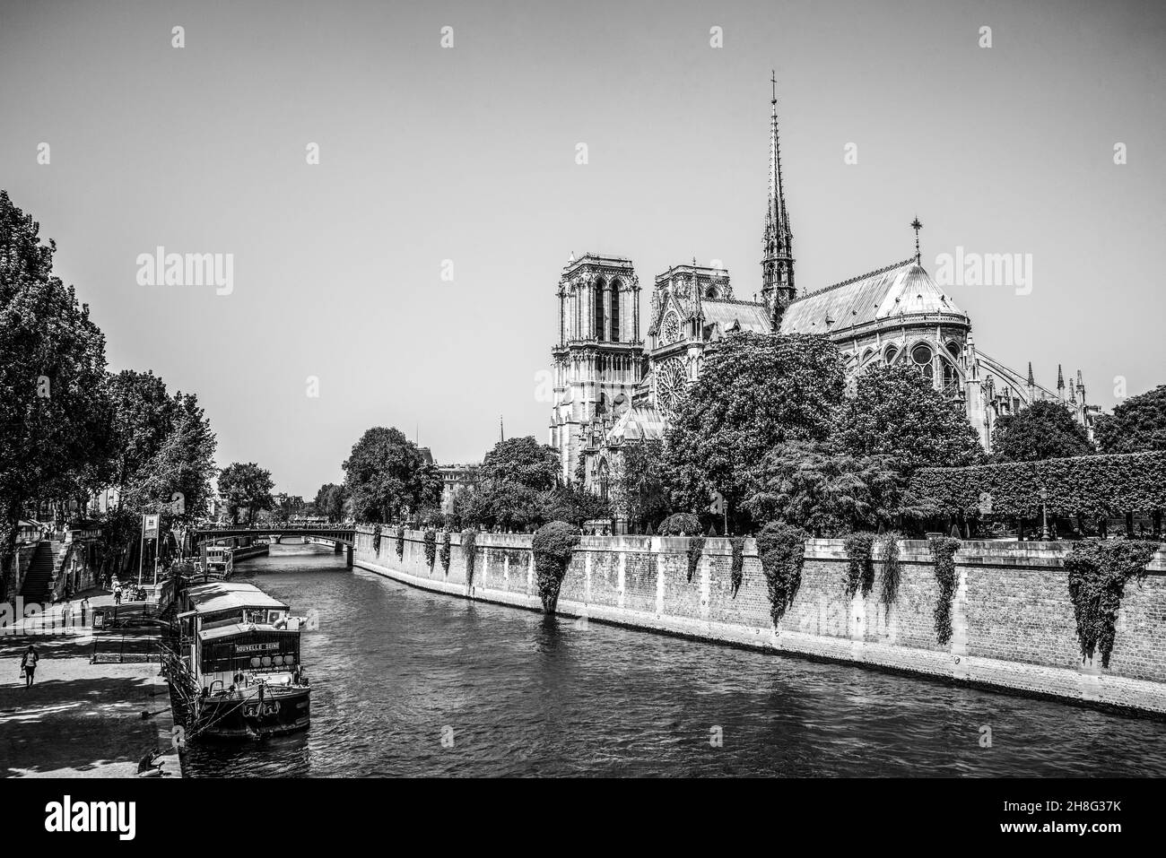 Notre Dame Cathedral from the other Seine side, Paris, France Stock ...