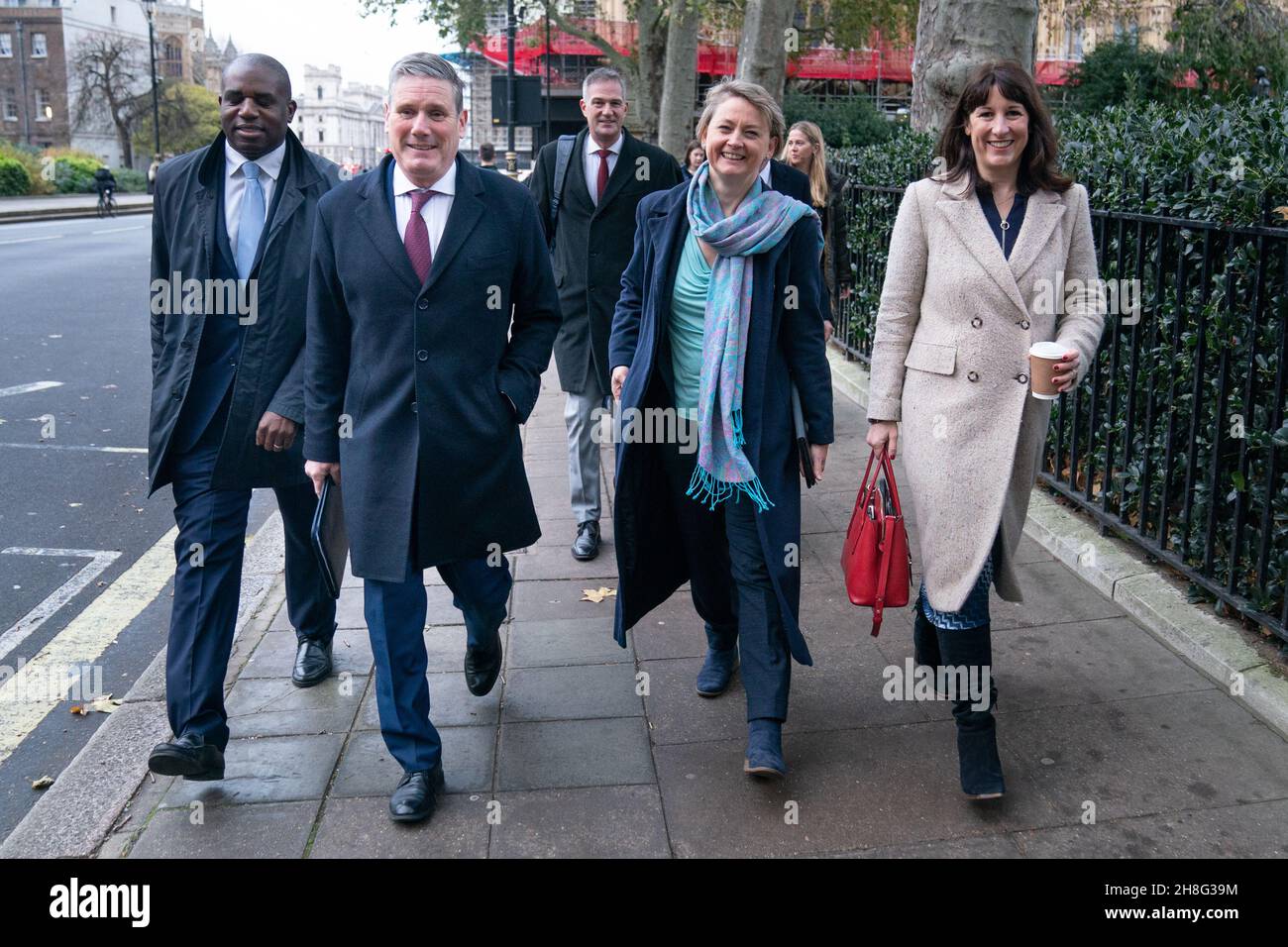 Labour leader, Keir Starmer (2nd from left) walks to today's shadow ...