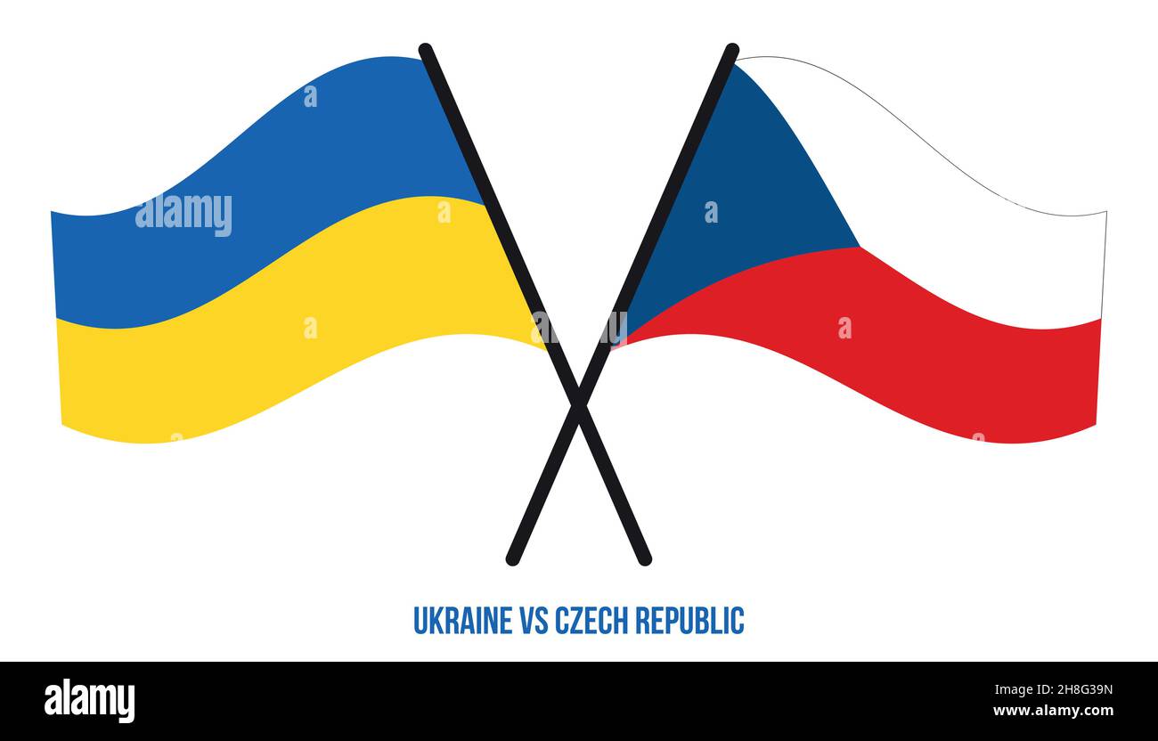 Ukraine and Czech Republic Flags Crossed And Waving Flat Style ...