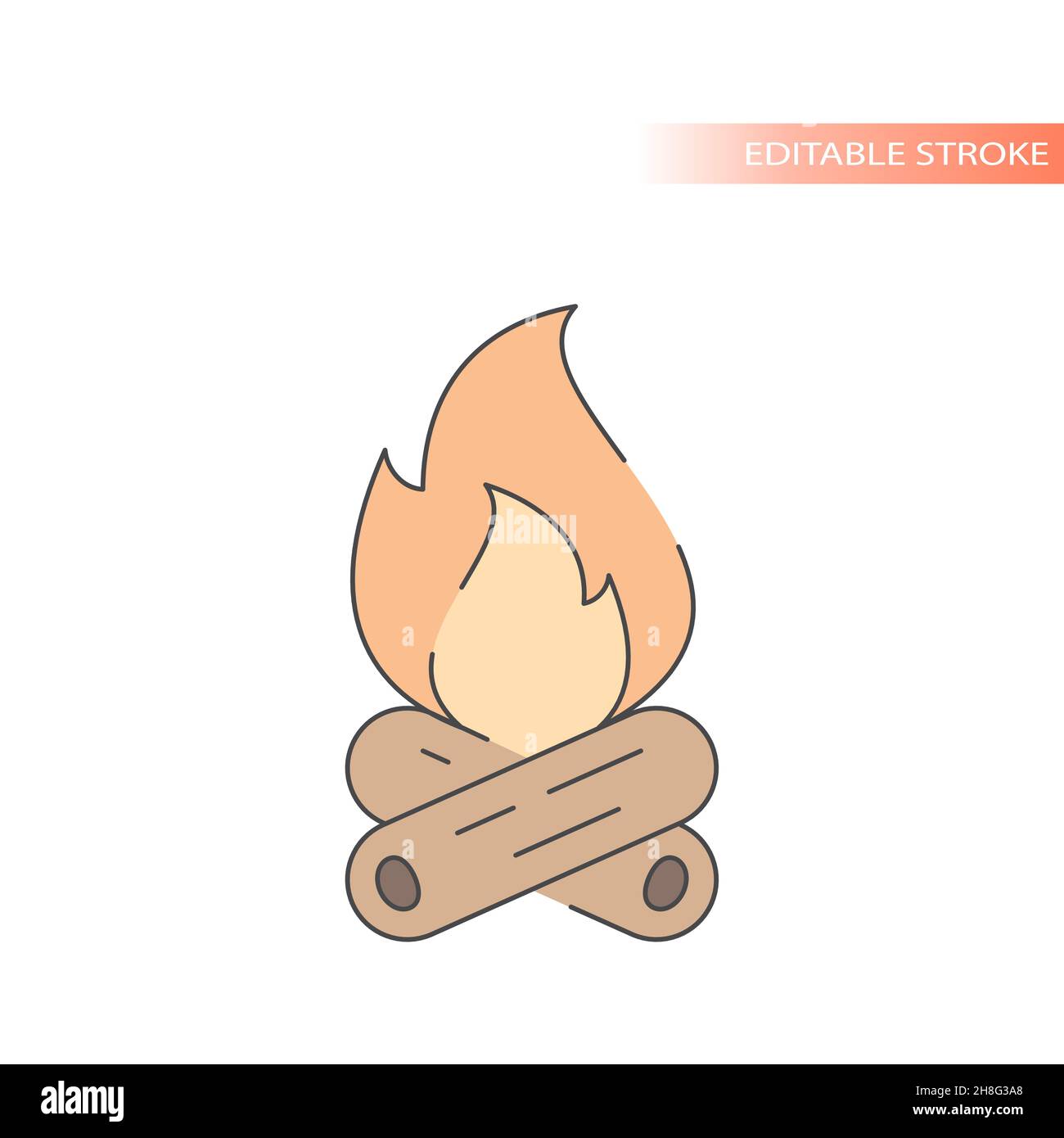 Colorful bonfire or campfire line vector icon. Camp fire outline ...