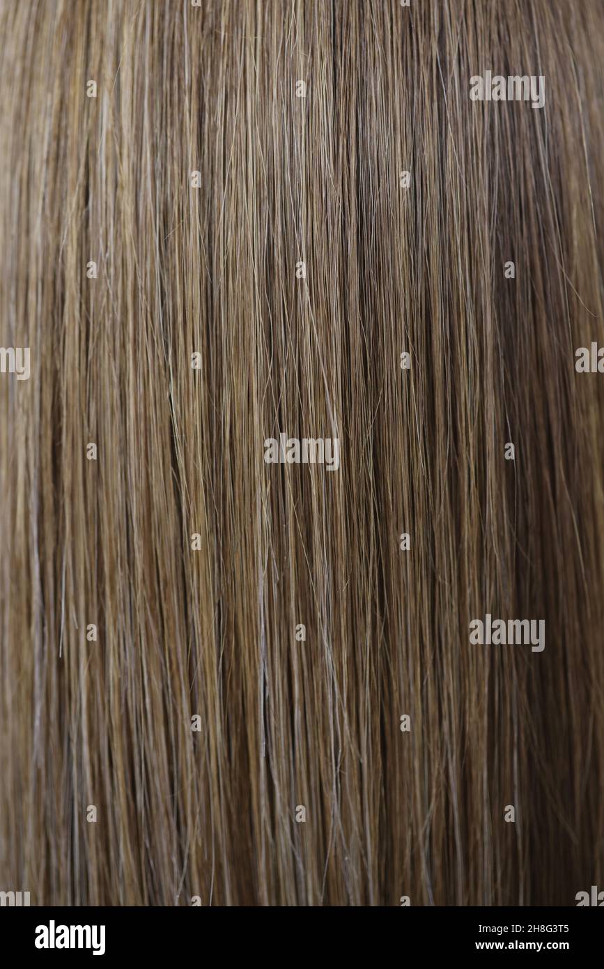 Straight chestnut natural hair texture after dye procedure in salon ...