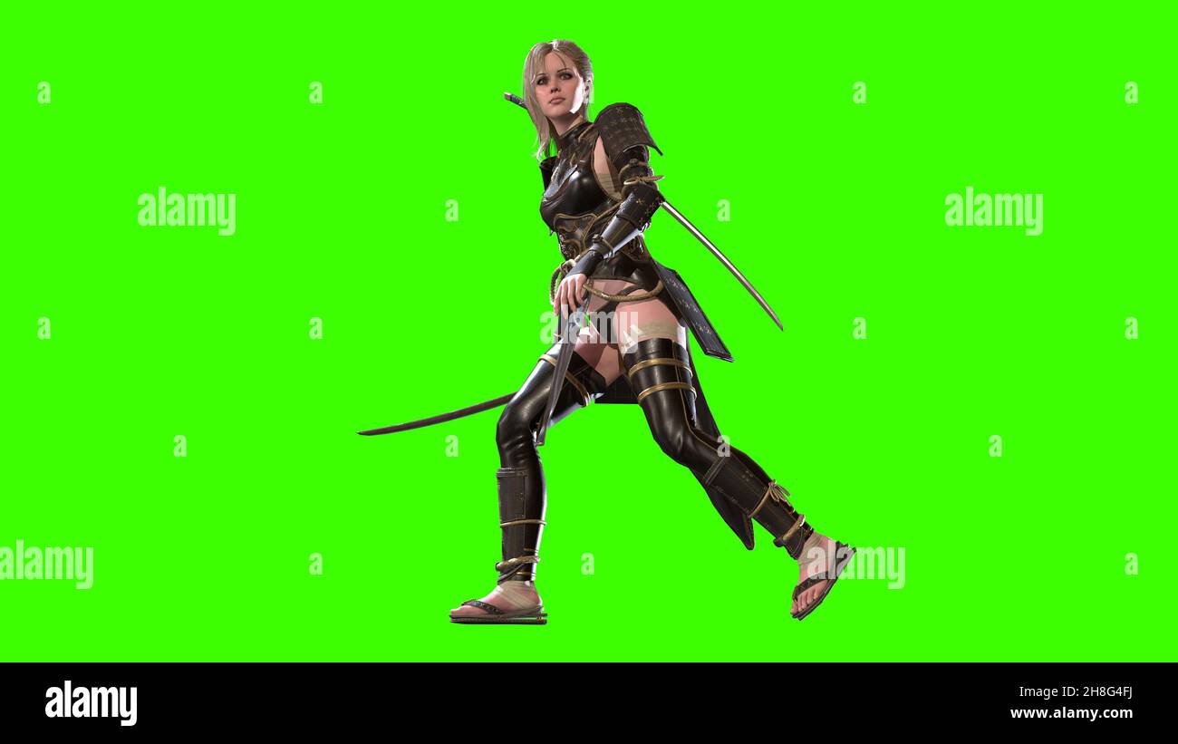 Japanese Samurai against the background of green chromakey Stock Photo ...