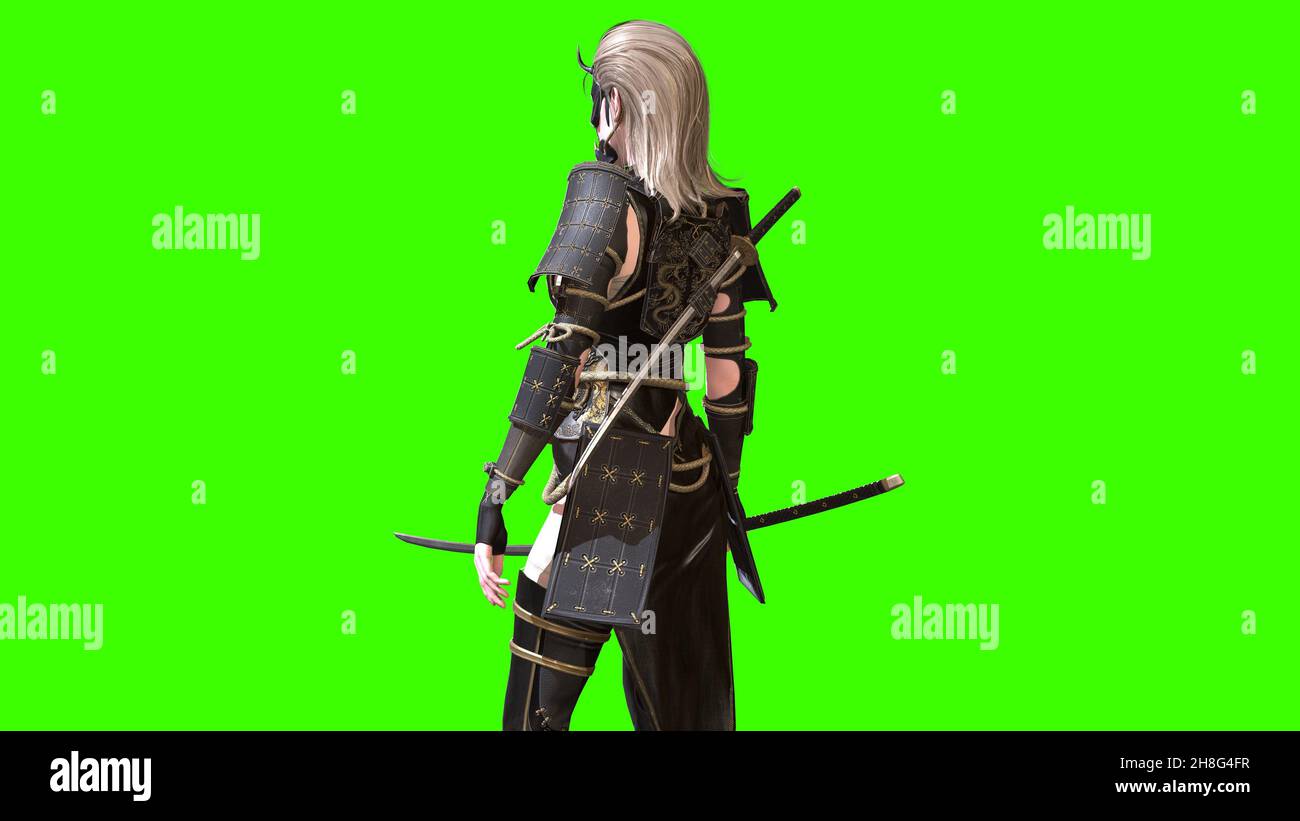Japanese Samurai against the background of green chromakey Stock Photo ...