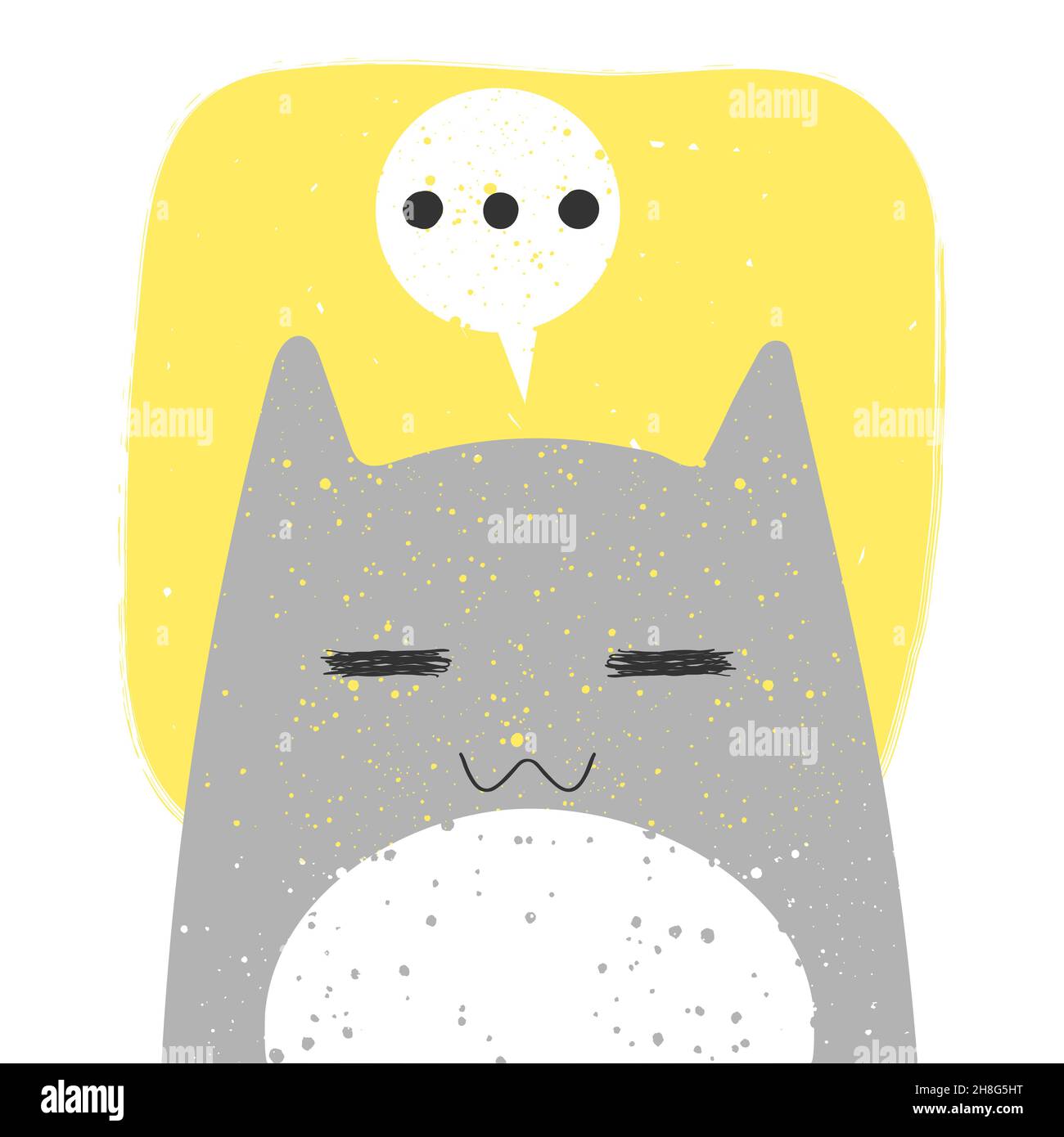 Cute cat with anime emotion and speech babble. hand drawn vector ...