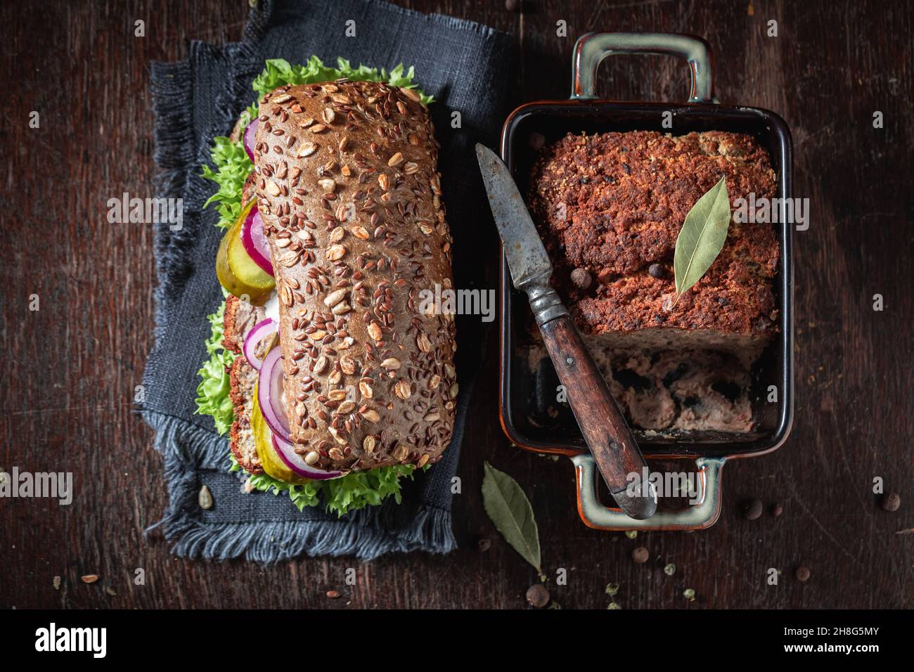 Homemade pate sandwich made of tasty ingredients as snack. Homemade ...