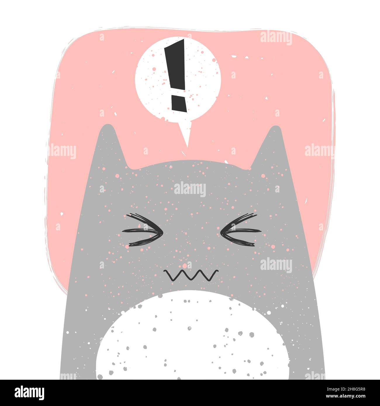 Cute confused cat with anime emotion and speech babble. Hand drawn ...
