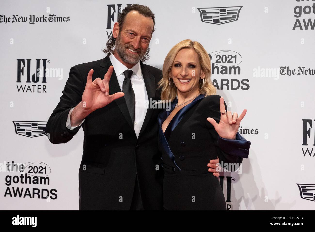 Troy Kotsur and Marlee Matlin attend the 2021 Gotham Awards at Cipriani ...