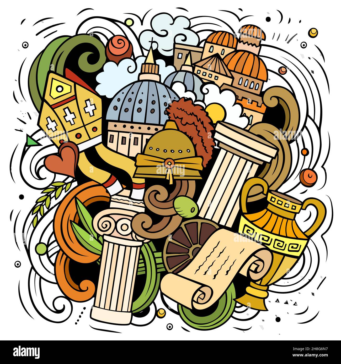 Italy cartoon vector doodle illustration. Colorful detailed composition ...