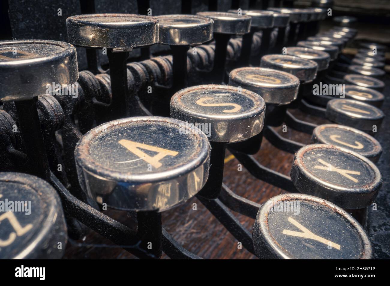 Antique machine to write. Office equipment. Keyboard of vintage ...