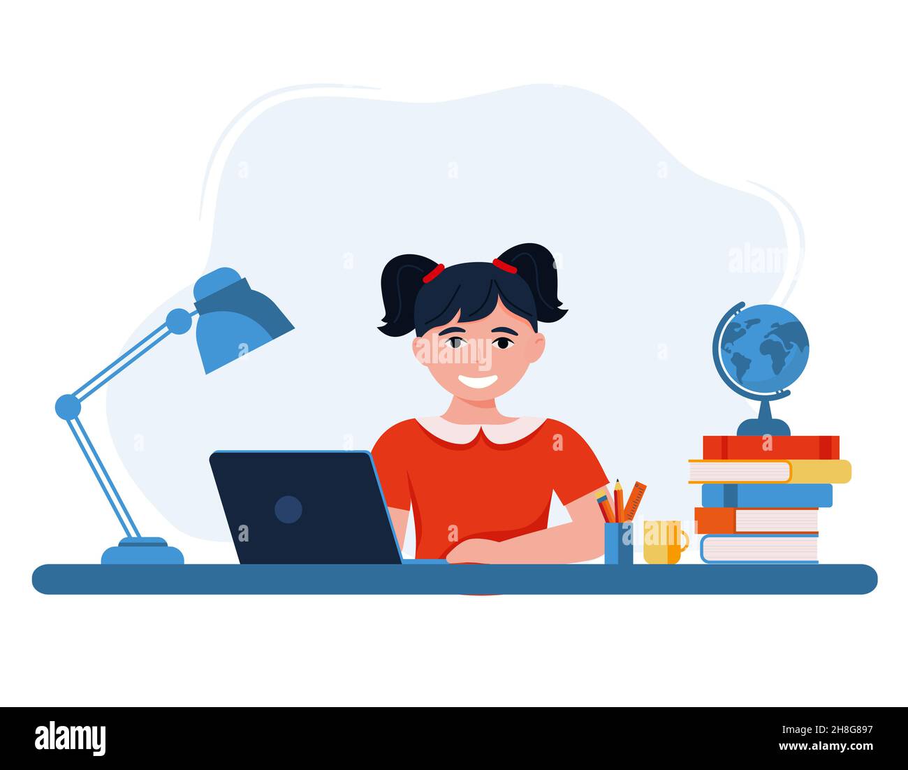 Vector illustration of online learning school kids Eps 10 Stock Vector ...