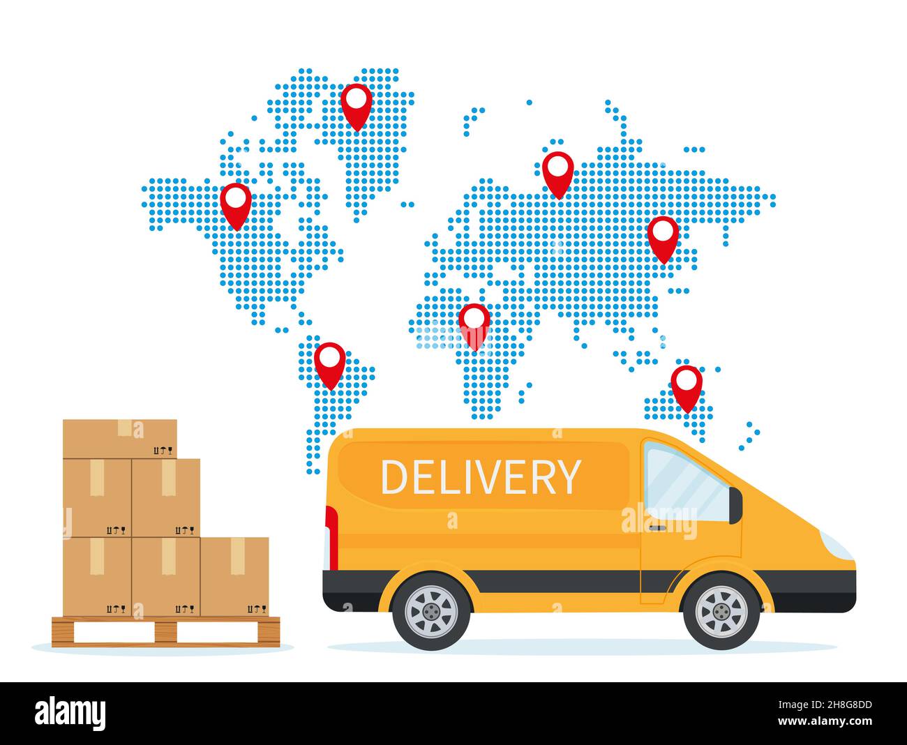 Shipping, card vector illustration. Export, import concept background ...
