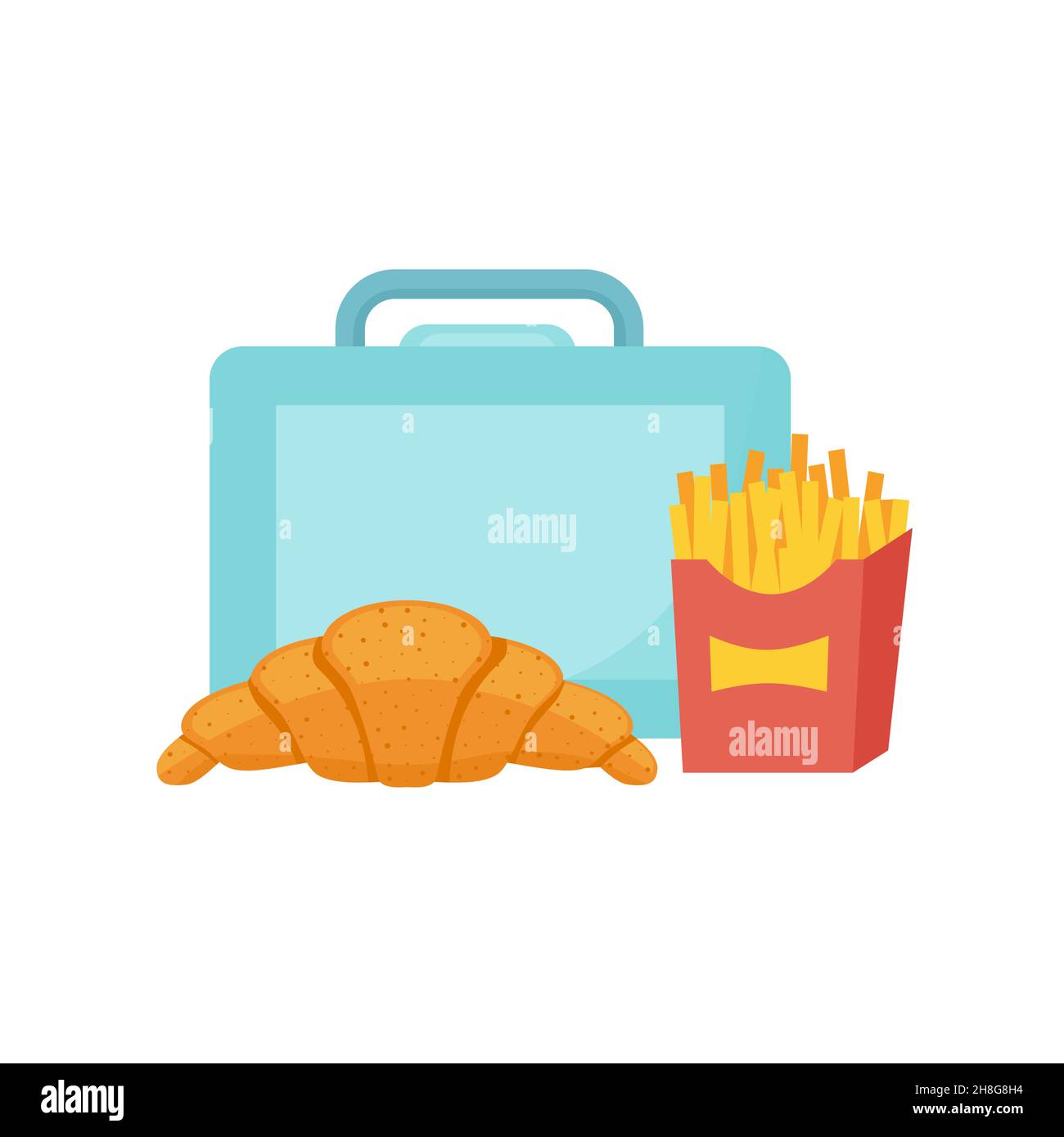 School lunch food boxes meal and snack. Vector illustration in flat ...