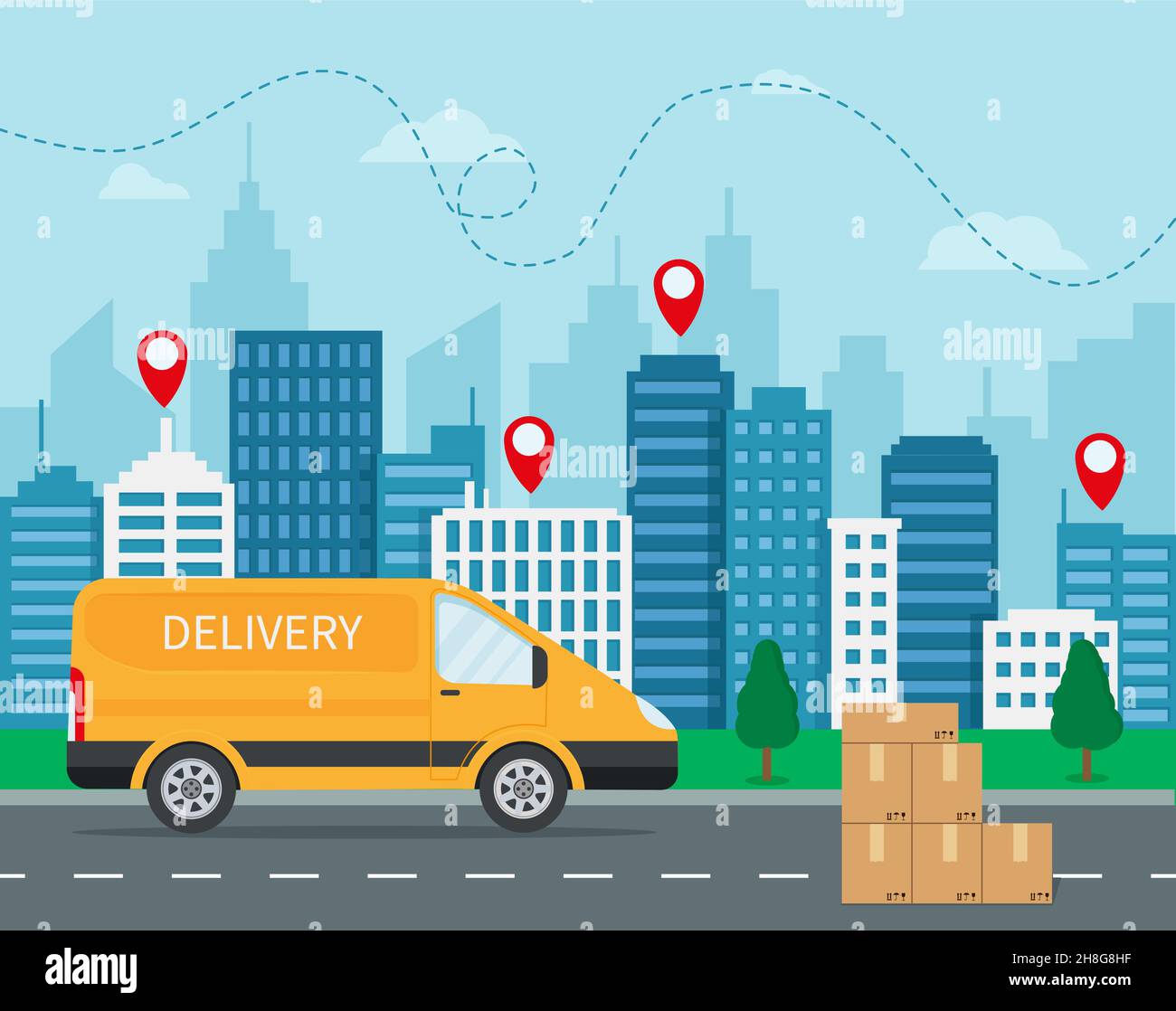 Cartoon delivery cargo van Stock Vector Images - Alamy
