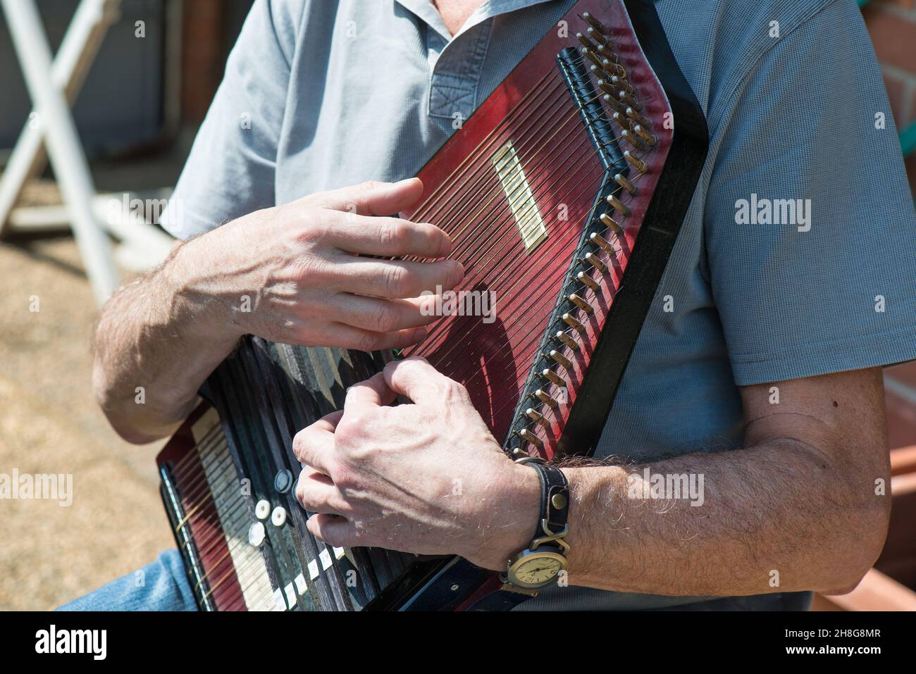 Auto-harp musical instrument with plucked strings, belonging to the ...