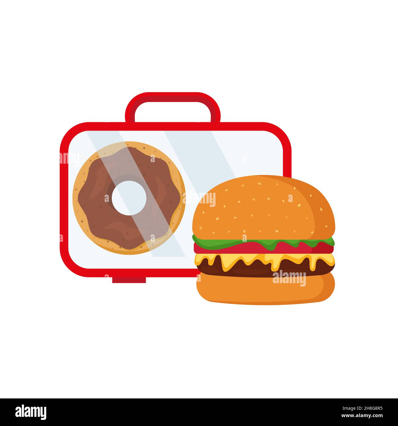 School lunch food boxes meal and snack. Vector illustration in flat ...