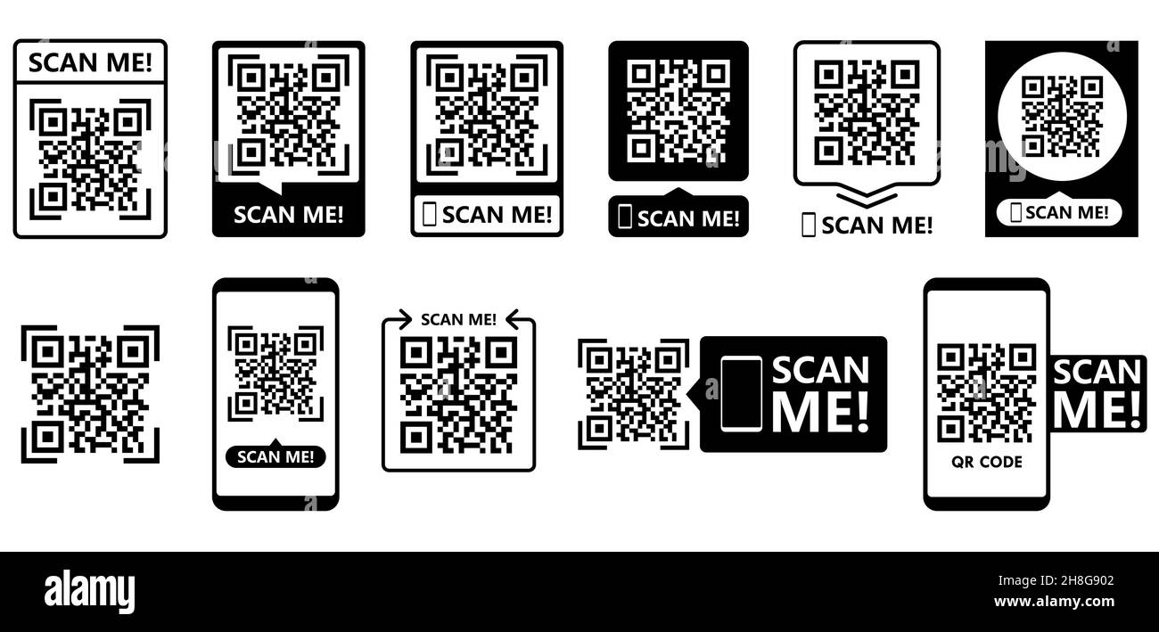 Qr Code Frame Vector Set QR Code Scan For Smartphone Template Scan Me 