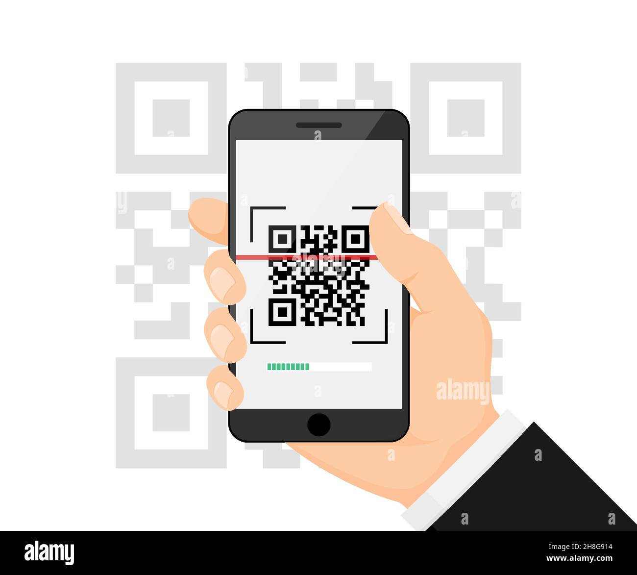 QR code scan to smartphone for detail, Qr code for payment. Mobile phone scanning QR-code ...