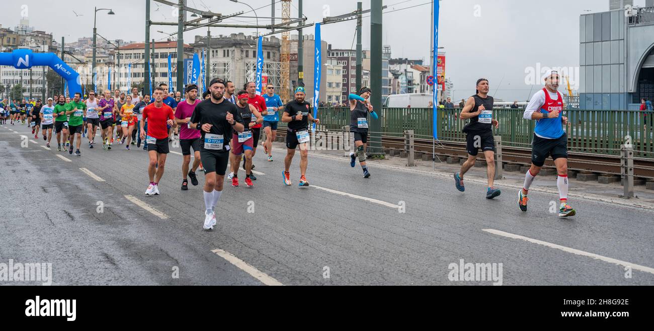 Istanbul, Turkey - November 07, 2021: 43rd Istanbul Marathon. Athletes ...