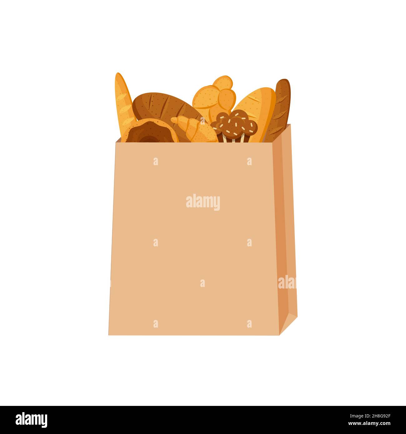 Paper bag with various baked goods. Vector Illustration in flat style ...