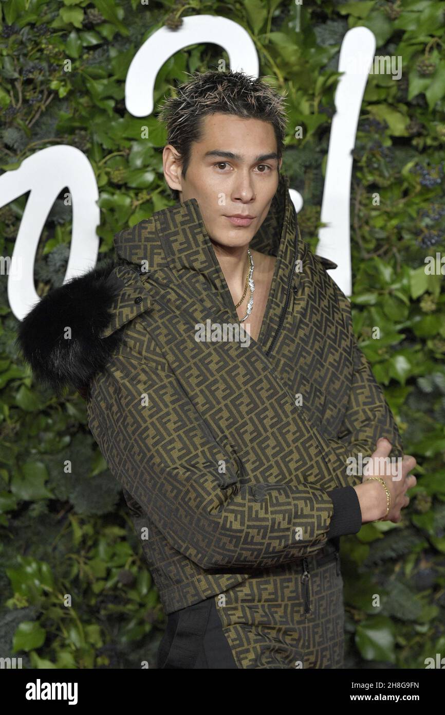 Evan Mock attending The Fashion Awards 2021 at the Royal Albert Hall in ...