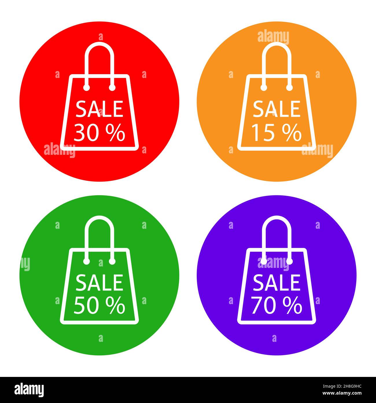 Shopping bag with tag and sale text thin line icons, shopping concept ...