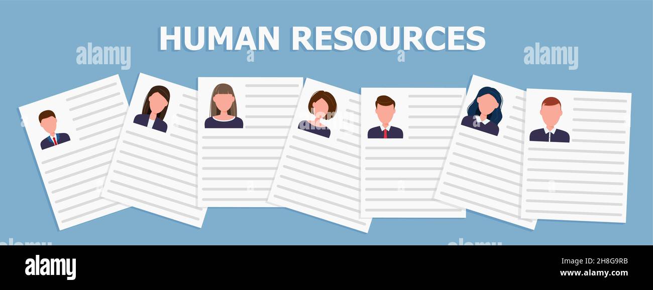 Human resources meeting design. Employment, team management flat ...