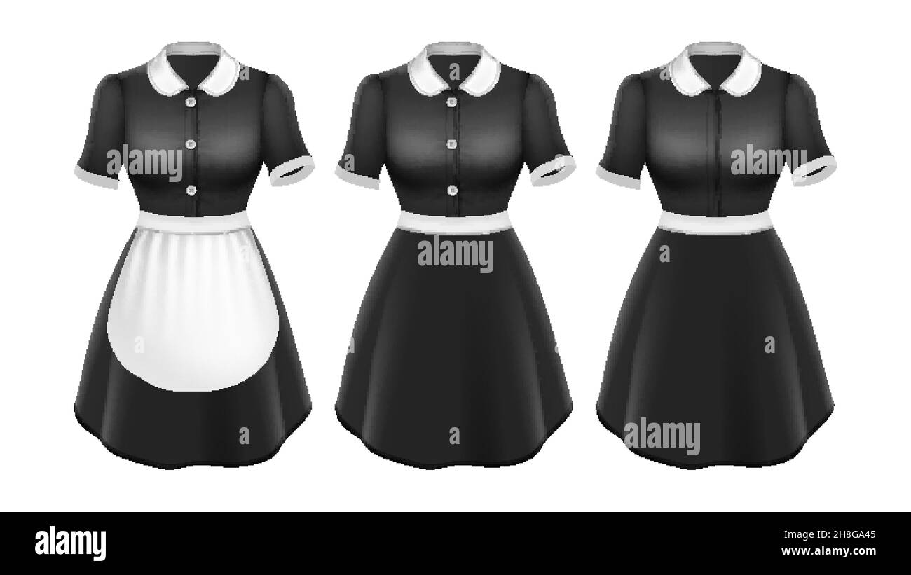 Maid Uniform Elegant Textile Clothes Set Vector Stock Vector Image ...