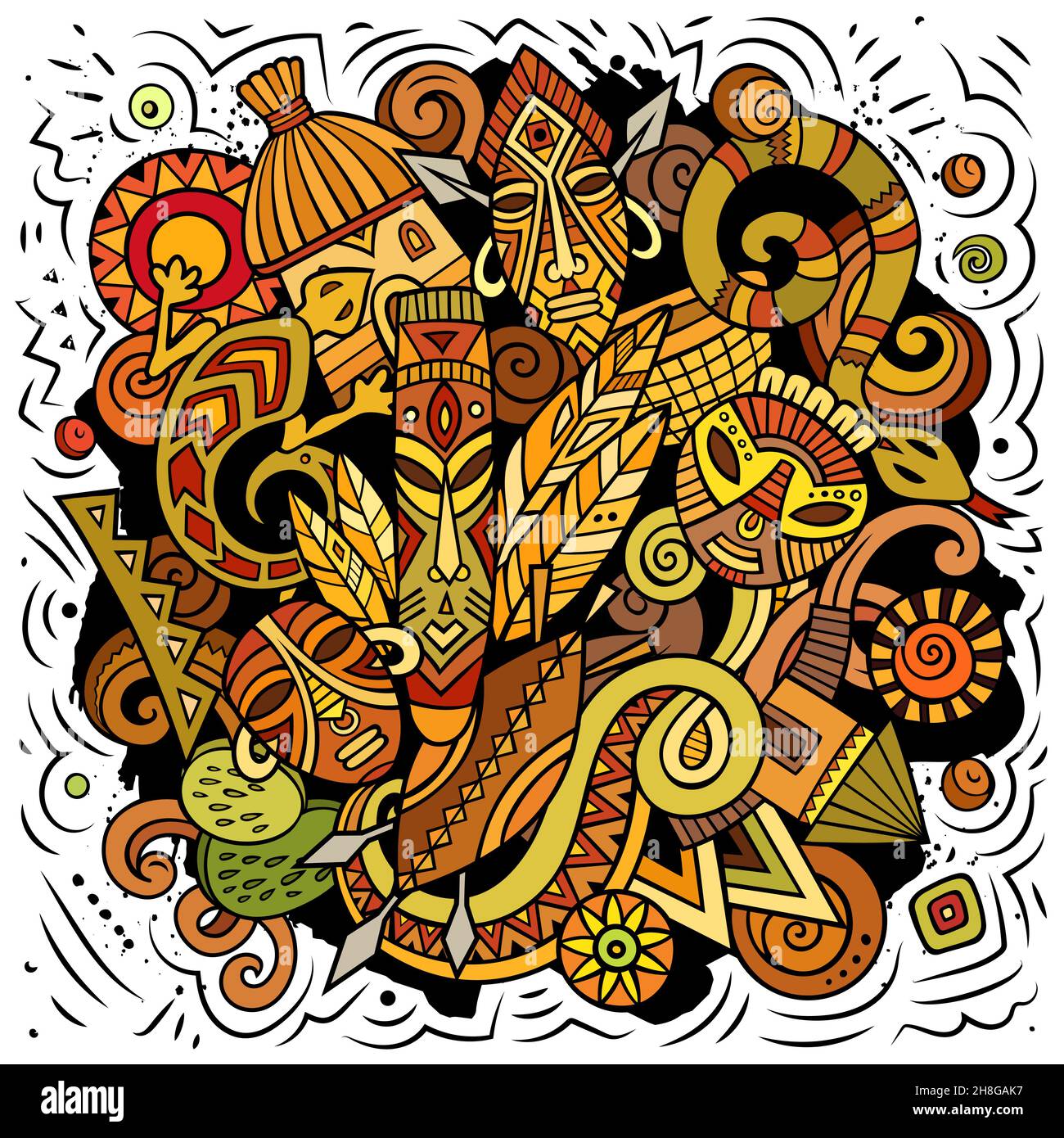Africa hand drawn cartoon doodles illustration. Funny travel design ...
