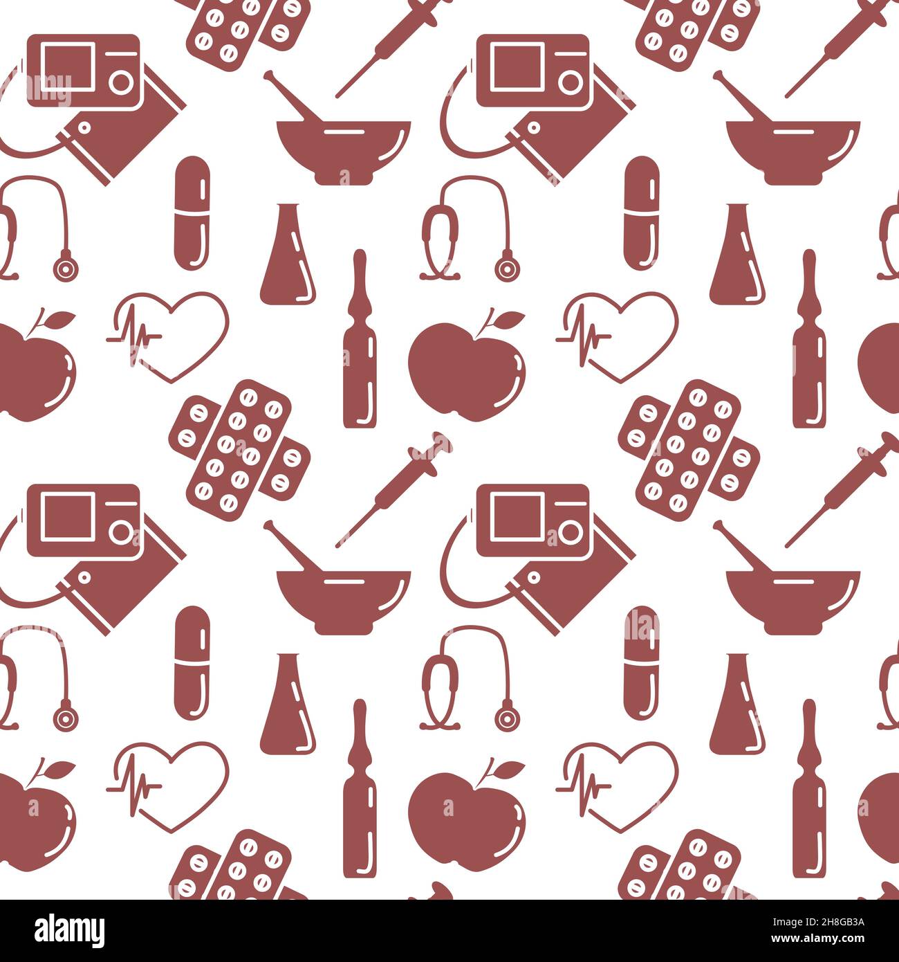Medical Seamless pattern Vector illustration Cardiogram Tonometer ...