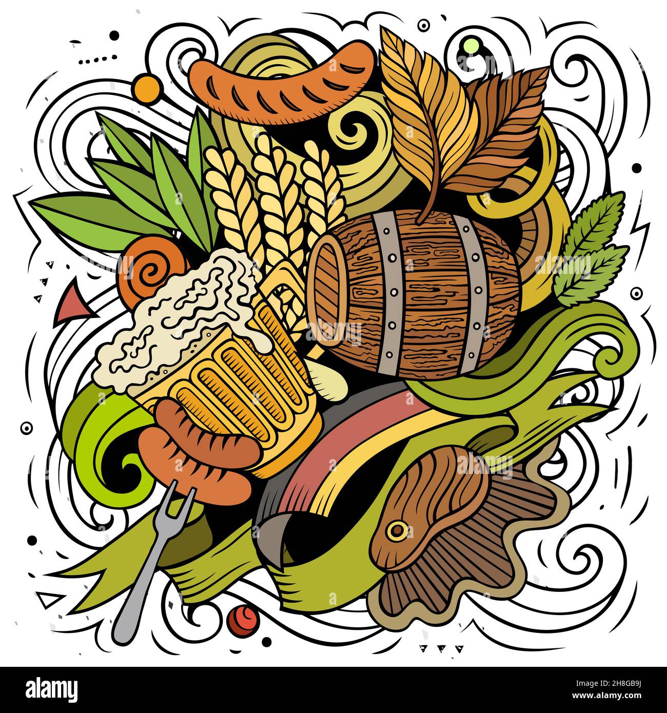 Germany cartoon vector doodle illustration. Colorful detailed ...