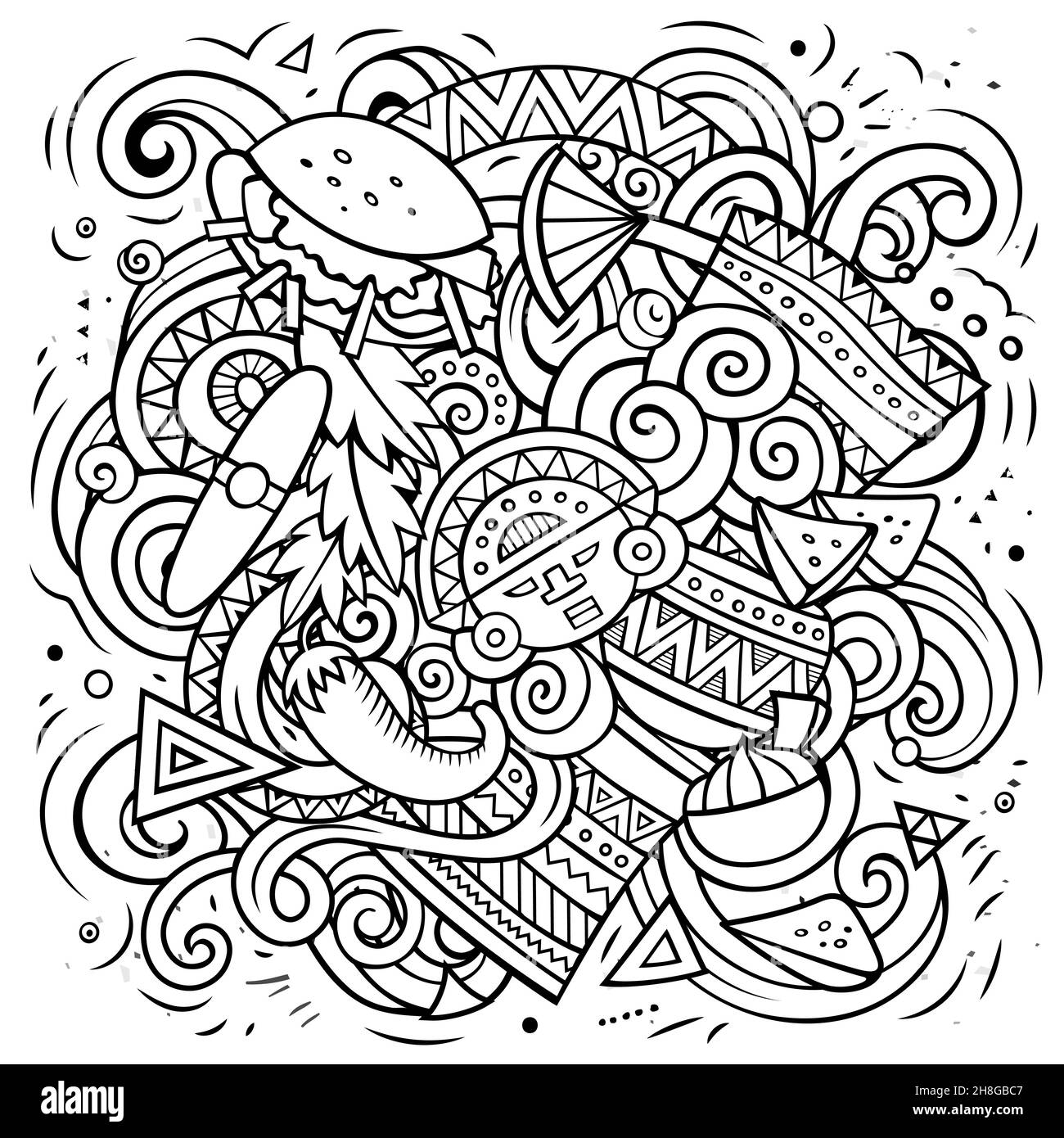 Mexico cartoon vector doodle illustration. Sketchy detailed composition ...